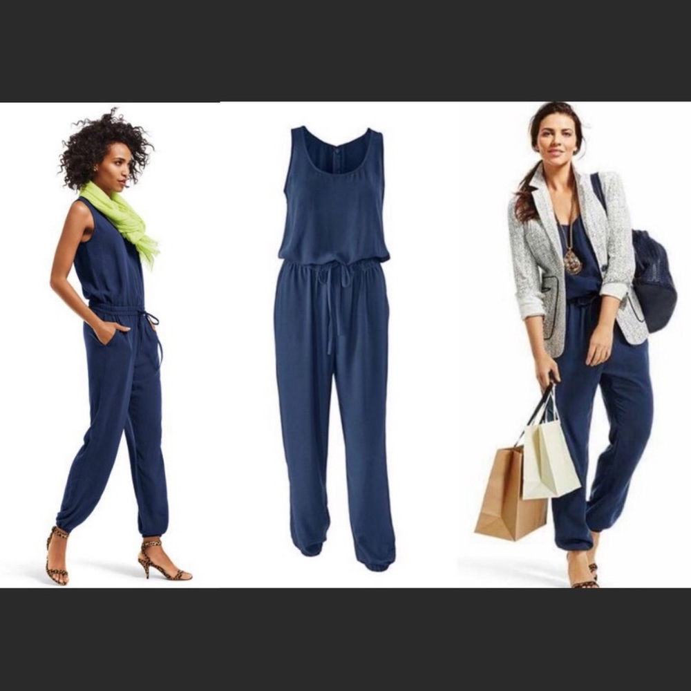 Cabi French Navy Jumpsuit Sleeveless Style 303 Xs - Gem